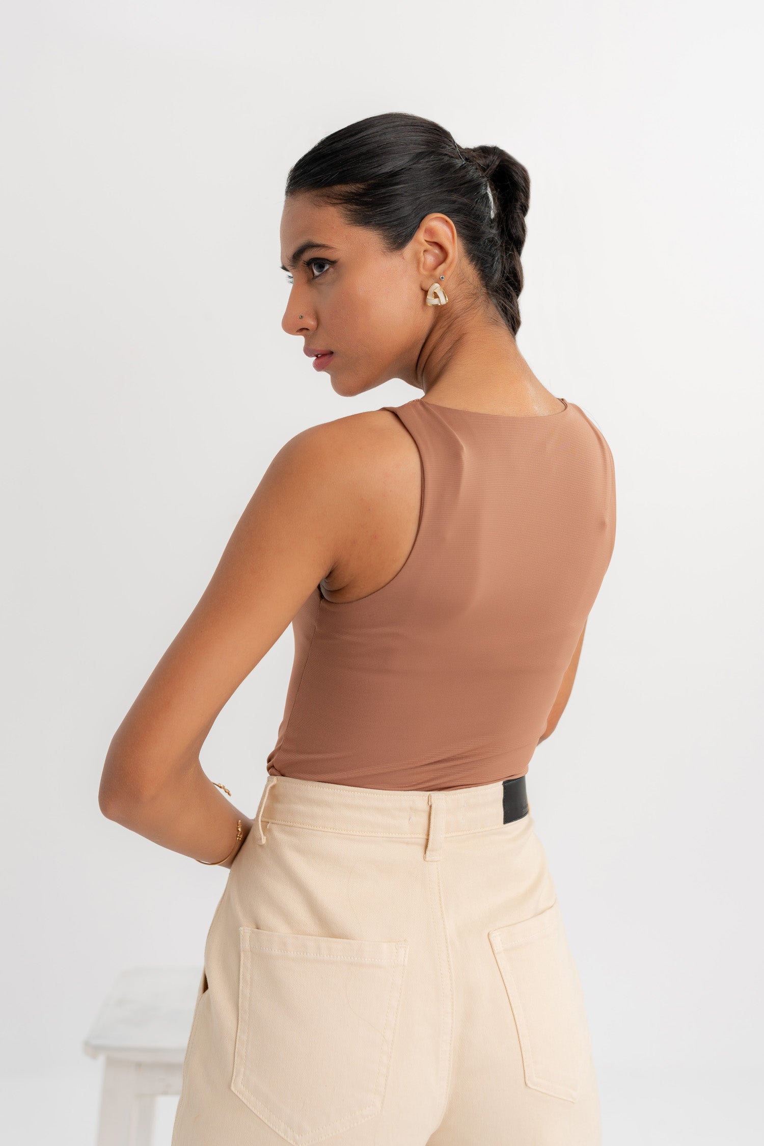 Brown Sleeveless Bodysuit